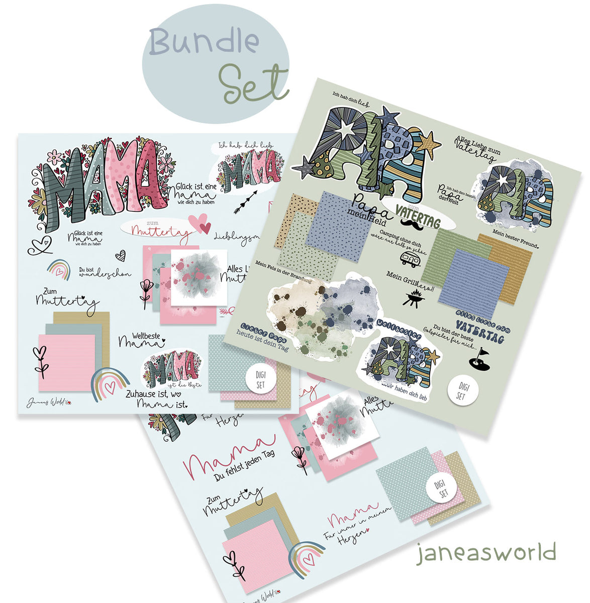 BUNDLE SET *Mama & Papa"* , Digistamp Sets ** – Janeas World