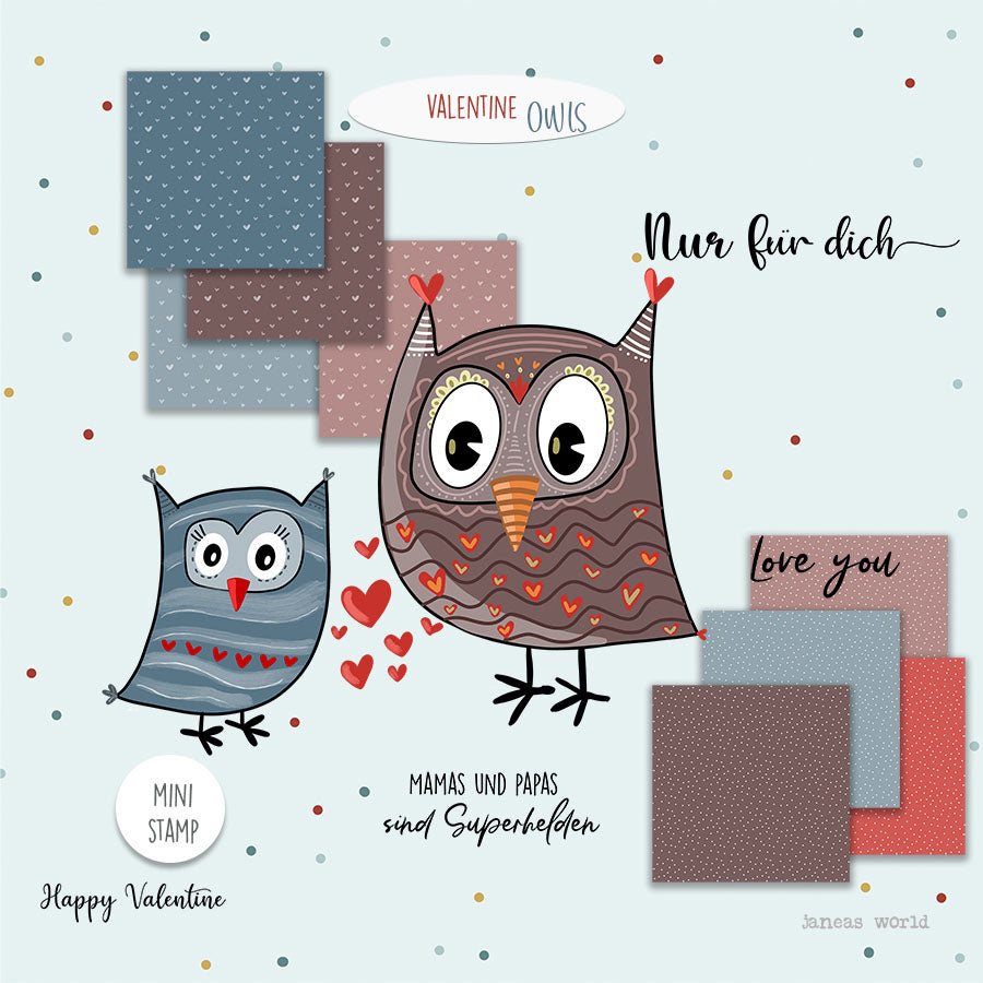 Eulen Liebe- MINIStamp byJaneasWorld ® – Janeas World
