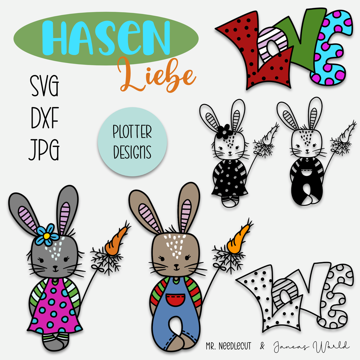 Hasenliebe-Plottervorlagen , Plotterdateien – Janeas World